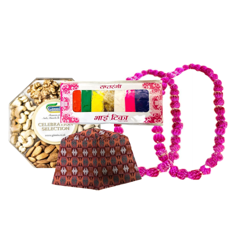 Combo of Makhmali Mala of 2, Bhai Tika, Dhaka Topi And Bhai Masala ...